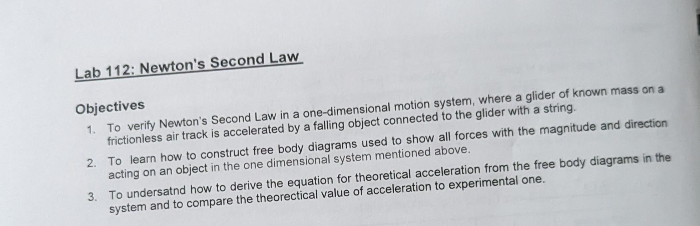 Solved Lab112: Newtons Second law Please show work Data | Chegg.com