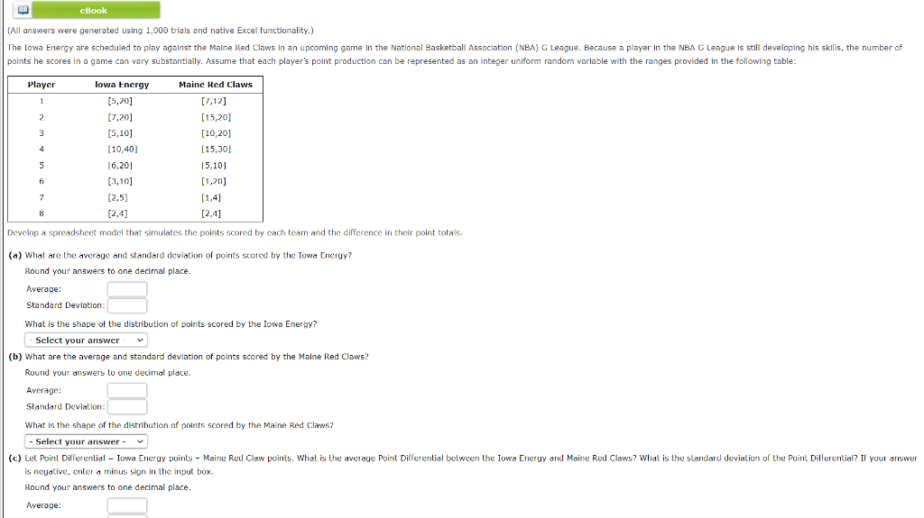Solved cBook (All answers were generated using 1,000 trials | Chegg.com