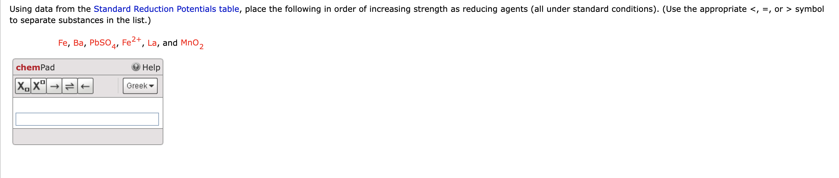 Solved Using data from the Standard Reduction Potentials | Chegg.com
