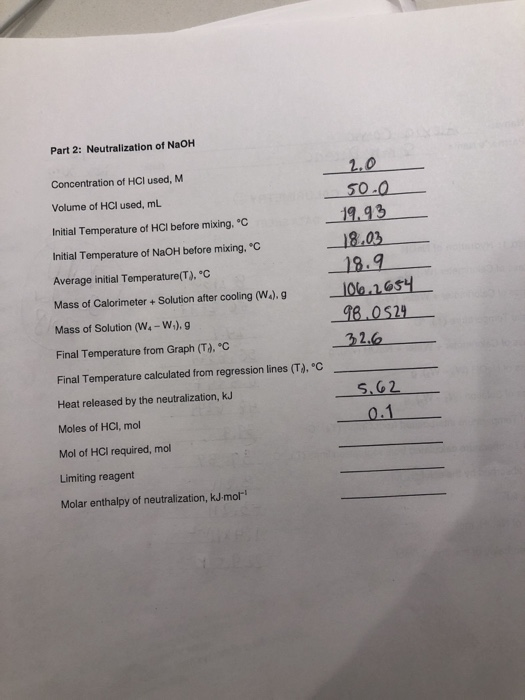 Solved The equation is NaOH+HCl=NaCL+H20 I do | Chegg.com