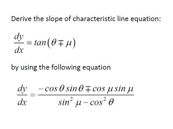 Solved Derive the slope of characteristic line equation: dy | Chegg.com