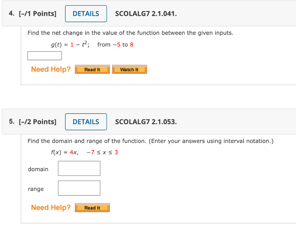Solved 4. [-/1 Points] DETAILS SCOLALG7 2.1.041. Find the | Chegg.com