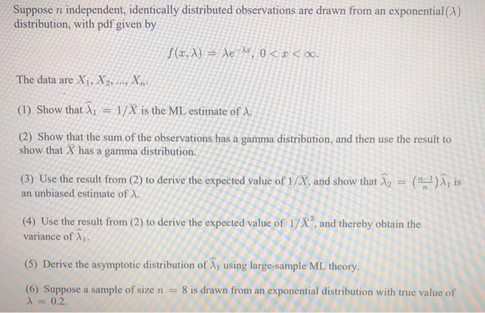 Solved Suppose n independent, identically distributed | Chegg.com