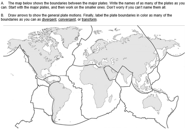 Solved A. The map below shows the boundaries between the | Chegg.com