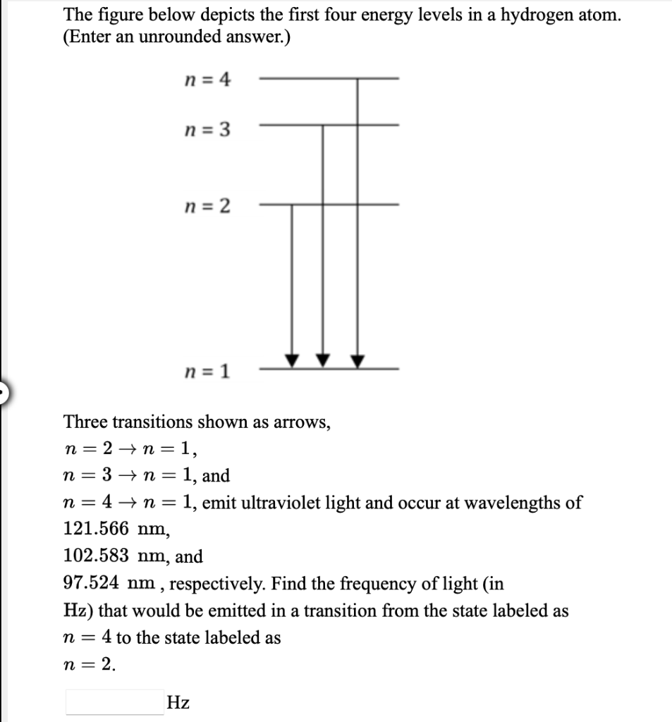 Solved The figure below depicts the first four energy levels | Chegg.com