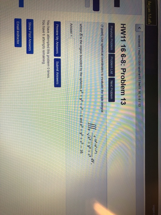 Solved HW11 16 6-8: Problem 13 You have 6 attempts remaining | Chegg.com