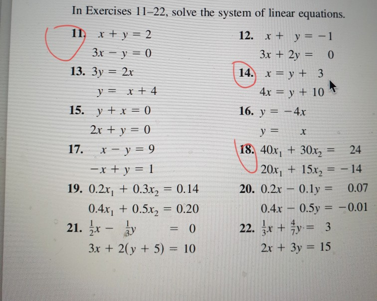 Solved In Exercises 11 22 Solve The System Of Linear Chegg
