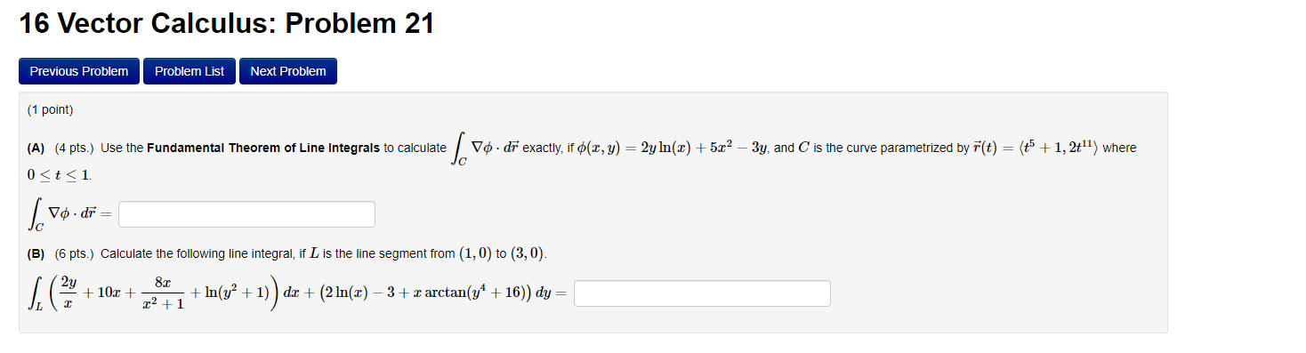 Solved 16 Vector Calculus: Problem 21 Previous Problem | Chegg.com