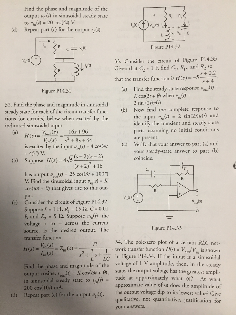 Solved Find the phase and magnitude of the output vcl) in | Chegg.com