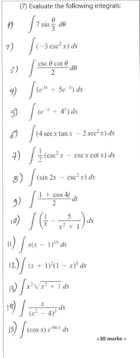 Solved (7) Evaluate the following | Chegg.com Solved (7) Evaluate the following | Chegg.com