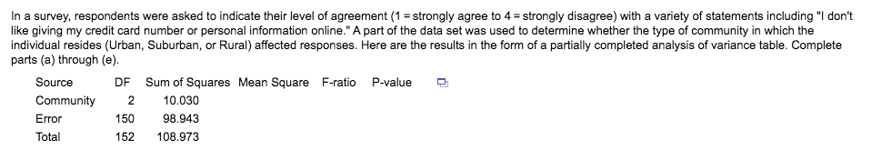 Solved In a survey, respondents were asked to indicate their | Chegg.com