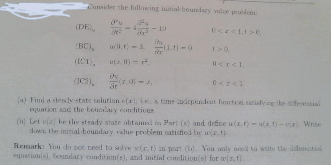Solved Consider the following initial-boundary value | Chegg.com