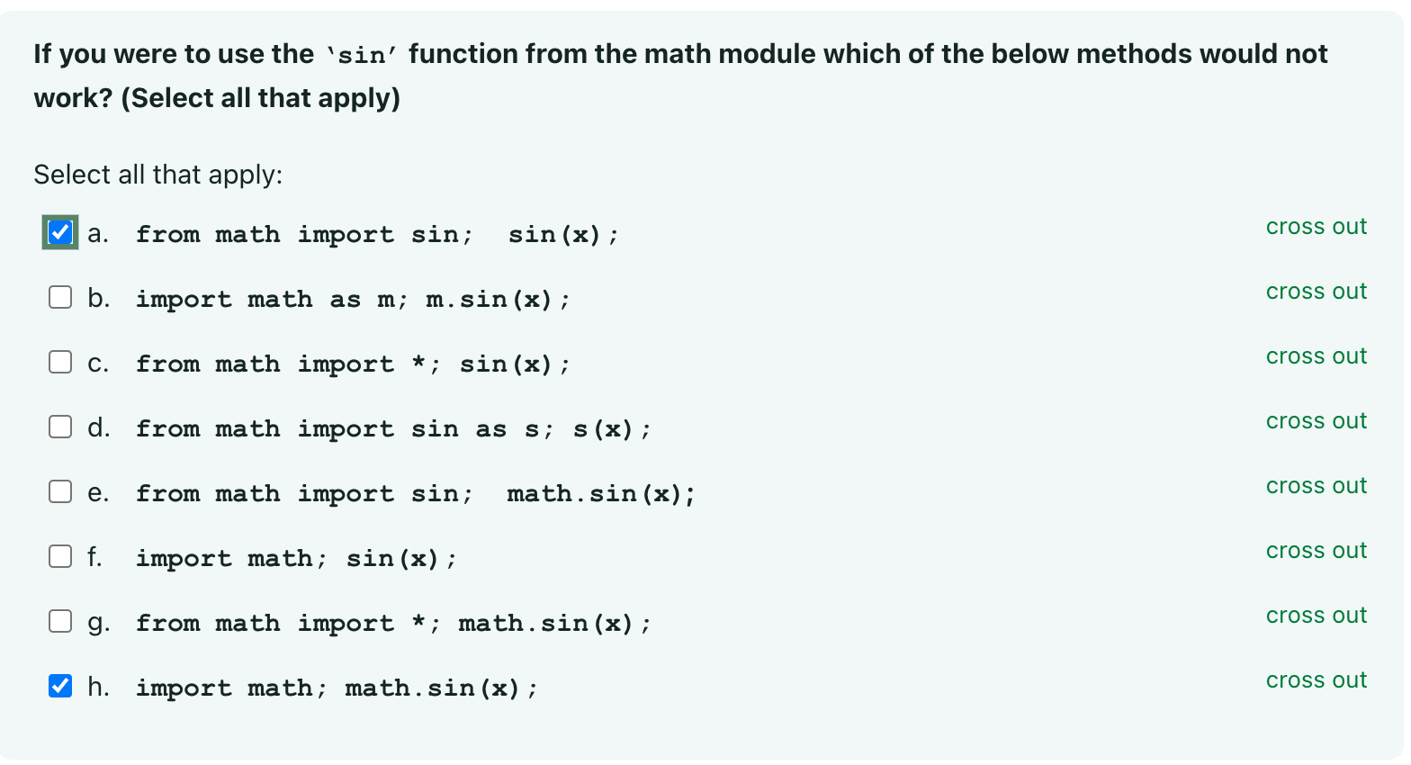 Solved If you were to use the 'sin' function from the math | Chegg.com