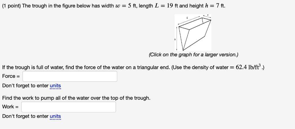 Solved (1 point) The trough in the figure below has width w | Chegg.com