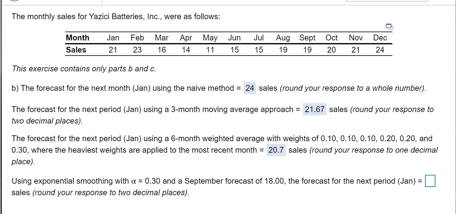 Solved Additional calculation: Using a method of trend | Chegg.com