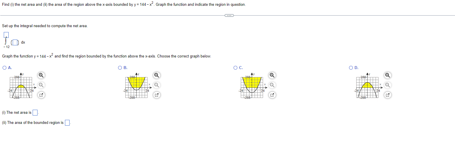 Solved Find I The Net Area And Ii The Area Of The Region
