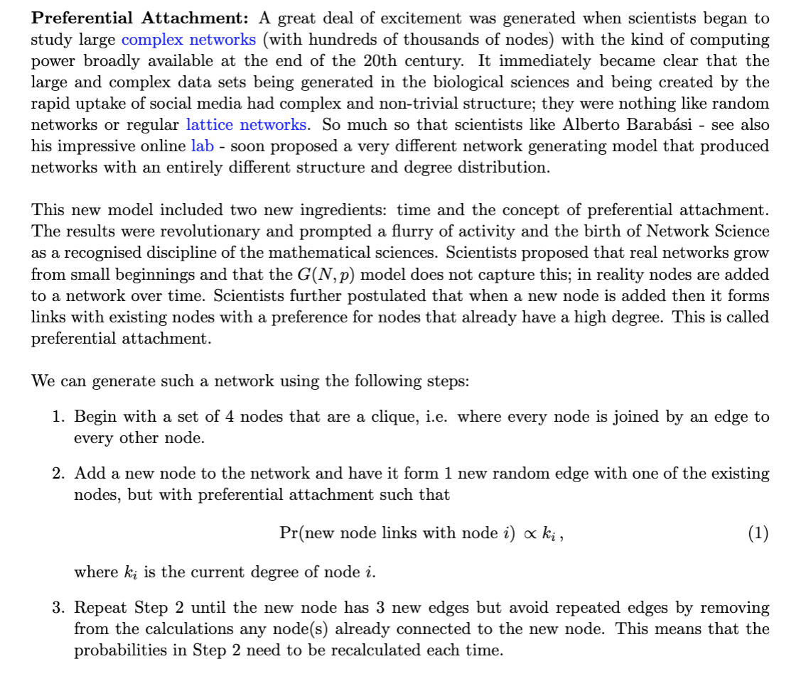Solved Question 2. Generate a random graph with preferential | Chegg.com