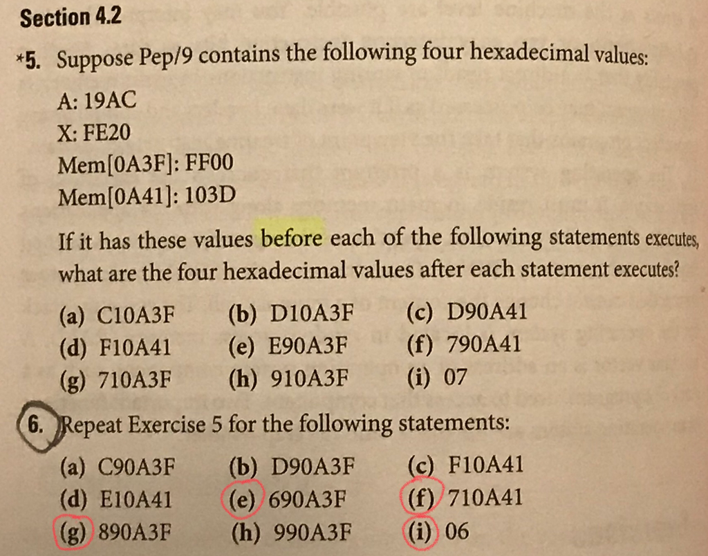 Section 4.2 uppose Pep/9 contains the following four | Chegg.com