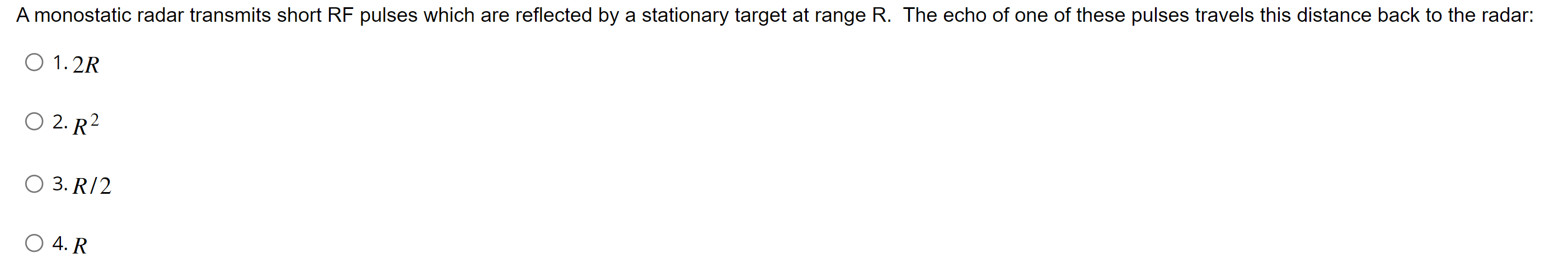 Solved A monostatic radar transmits short RF pulses which | Chegg.com