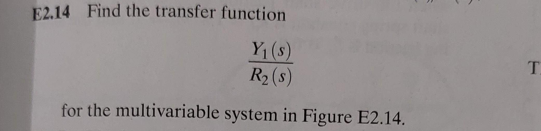 Solved E2.14 Find the transfer function R2(s)Y1(s) for the | Chegg.com