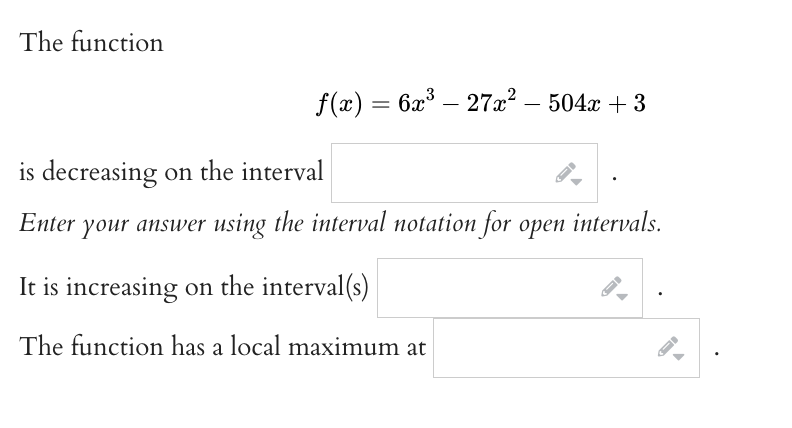 Solved The function f(x) = 6x3 – 27x2 – 504x + 3 is | Chegg.com