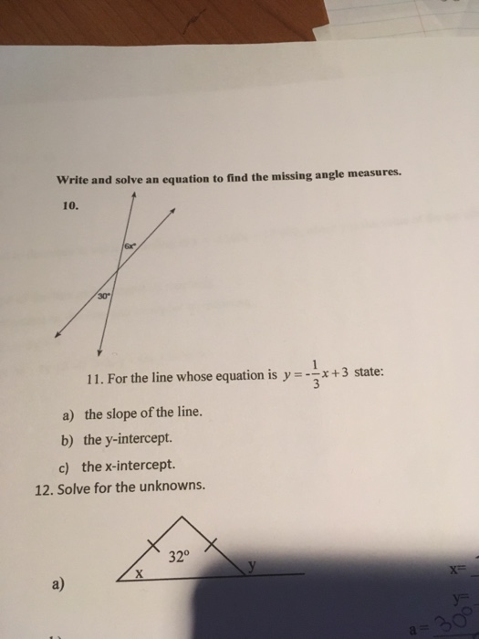 Solved Write and solve an equation to find the missing angle | Chegg.com