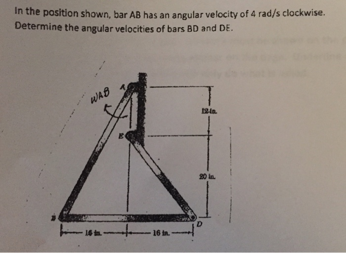 Solved In the position shown, bar AB has an angular velocity | Chegg.com