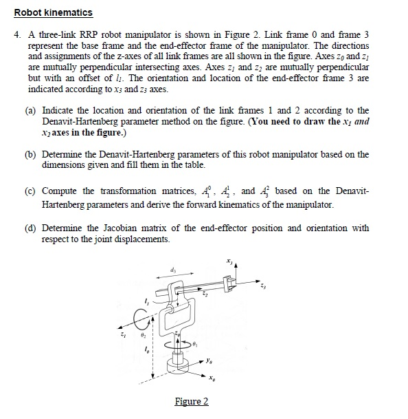 Solved Robot Kinematics 4 A Three Link Rrp Robot