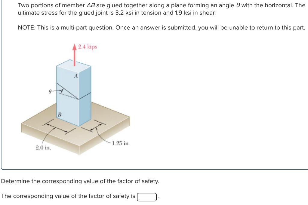 Solved Two portions of member AB are glued together along a | Chegg.com