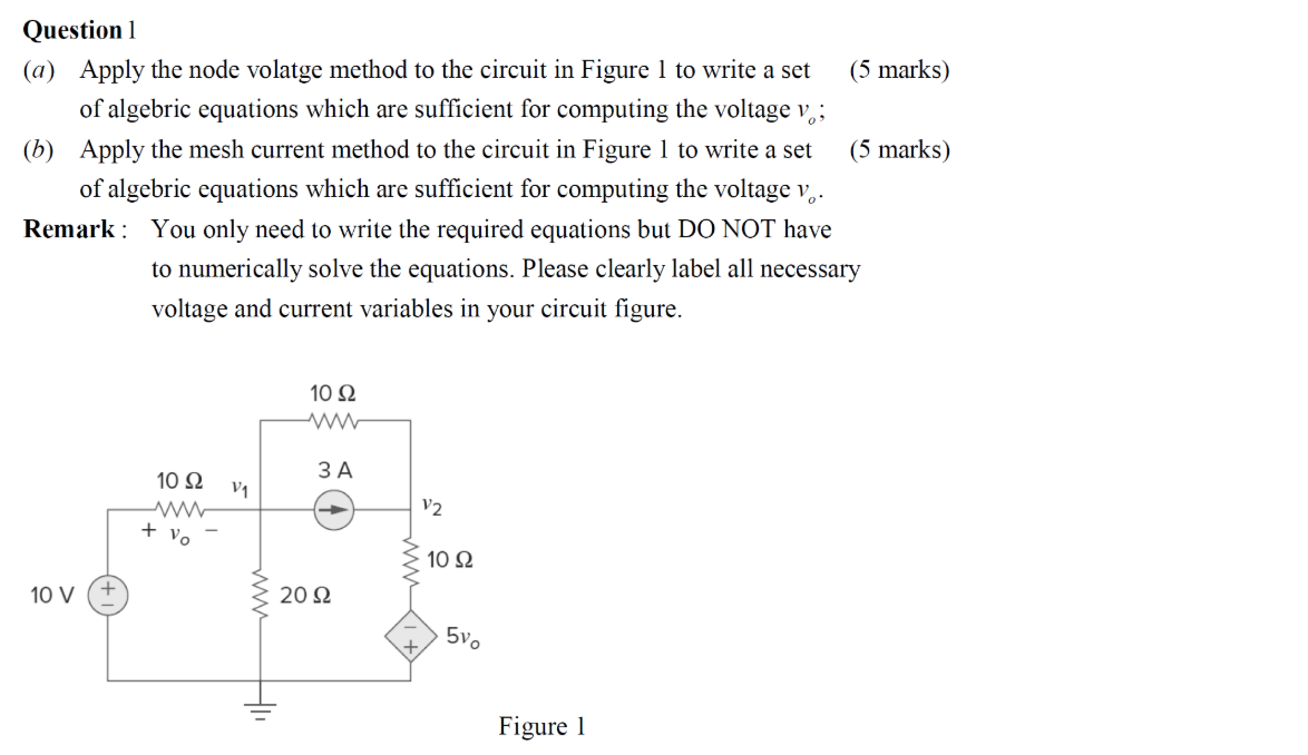 Solved Question 1 (a) Apply the node volatge method to the | Chegg.com