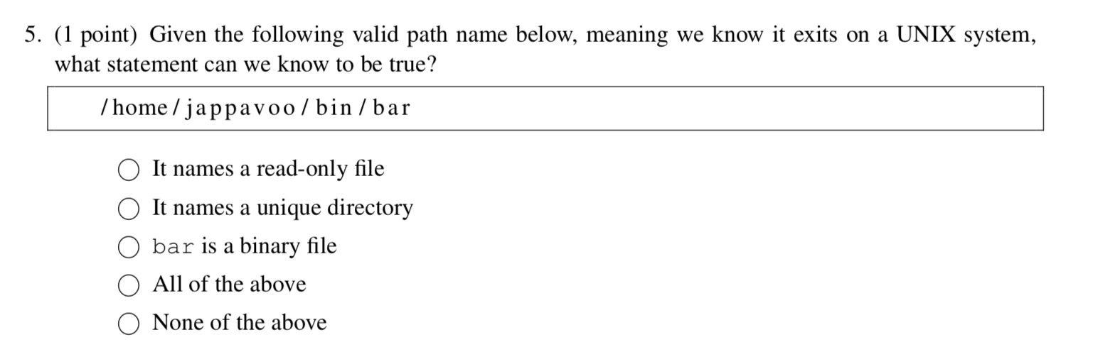 Solved 5. (1 point) Given the following valid path name | Chegg.com Solved 5. (1 point) Given the following valid path name | Chegg.com