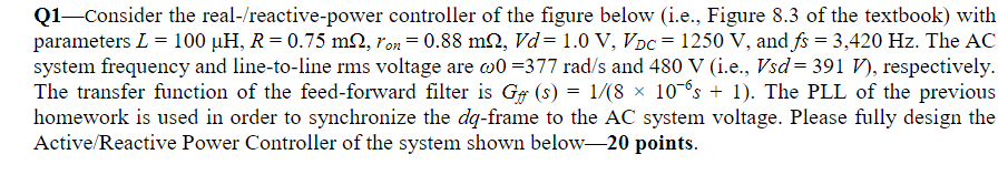 Solved Q1—Consider the real-/reactive-power controller of | Chegg.com