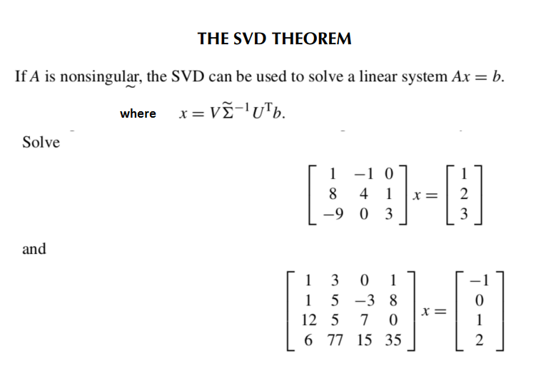 Solved THE SVD THEOREM If A is nonsingular, the SVD can be | Chegg.com