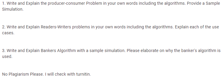Solved 1. Write and explain the producer-consumer Problem in | Chegg.com