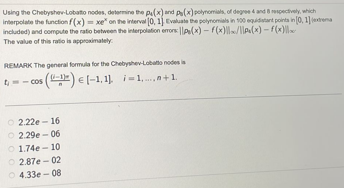 Solved Using the Chebyshev-Lobatto nodes, determine the | Chegg.com