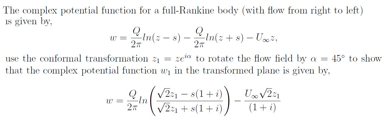 The complex potential function for a full-Rankine | Chegg.com