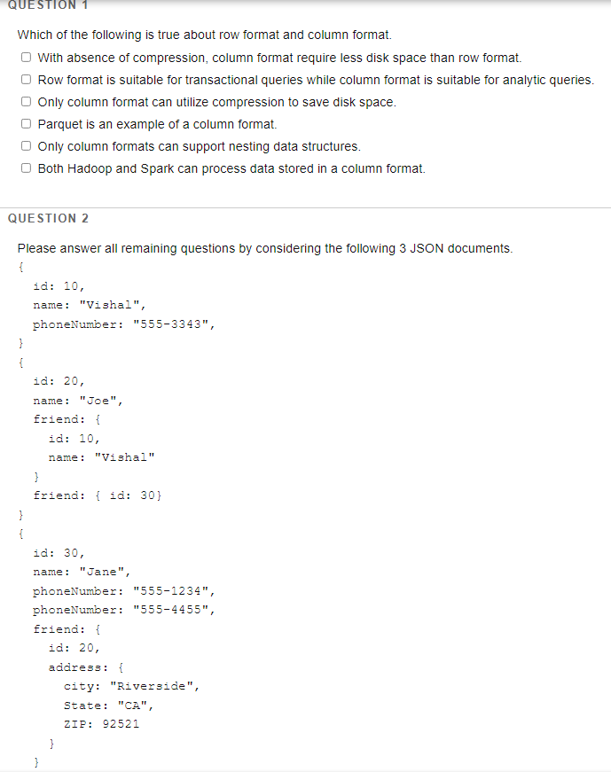 Solved QUESTION 1 Which of the following is true about row | Chegg.com