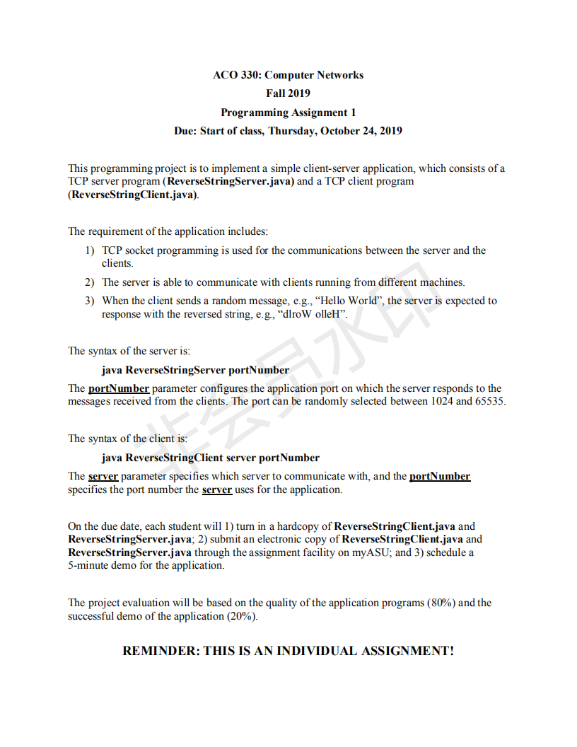 ACO 330: Computer Networks Fall 2019 Programming | Chegg.com