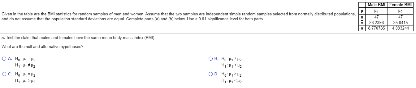 Solved Determine the correct letter, test statistic(round | Chegg.com