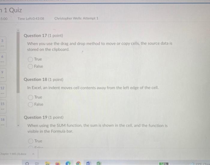 Solved 1 Quiz 5:00 Time Left0:43:08 Christopher Wells: | Chegg.com
