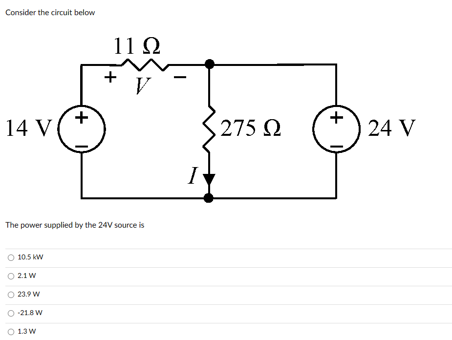 Solved Consider the circuit below The power supplied by the | Chegg.com