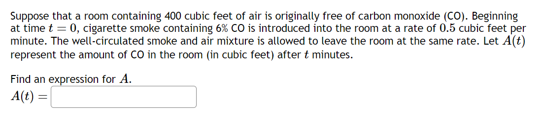 Solved Suppose that a room containing 400 cubic feet of air | Chegg.com