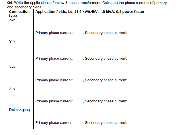 Solved Q6. Write the applications of below 3 phase | Chegg.com