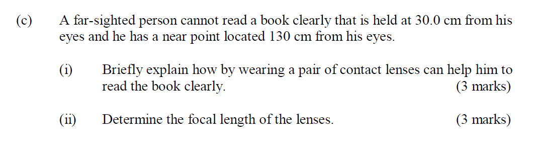 Solved (c) A far-sighted person cannot read a book clearly | Chegg.com