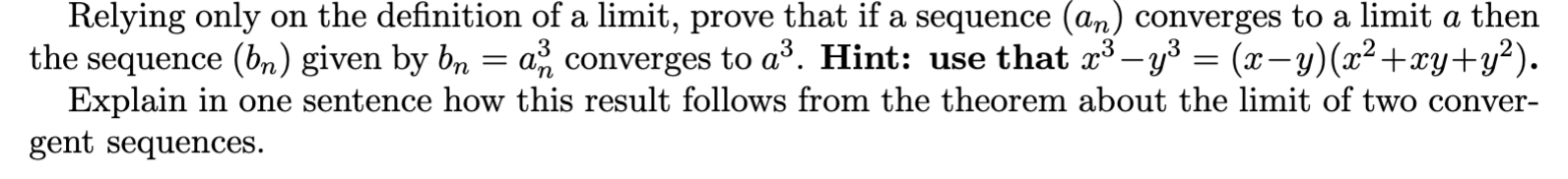 Solved Relying only on the definition of a limit, prove that | Chegg.com