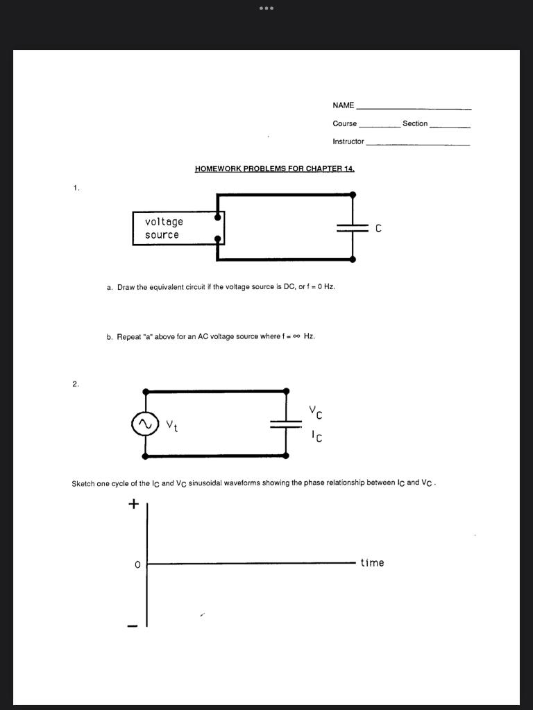 Solved NAME Course Section Instructor HOMEWORK PROBLEMS FOR | Chegg.com