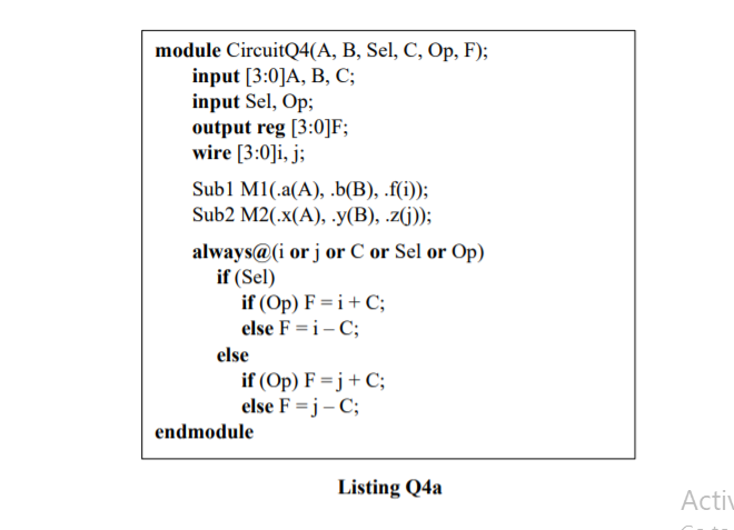 Solved Q4 The Verilog Code In Listing Q4a Describes A 