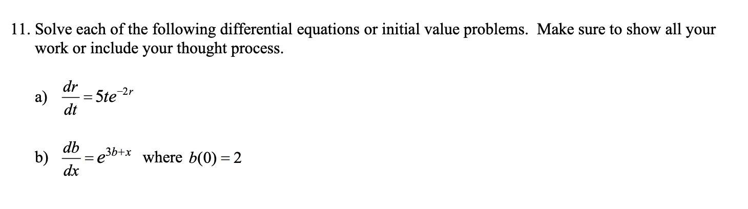 Solved 11. Solve each of the following differential | Chegg.com