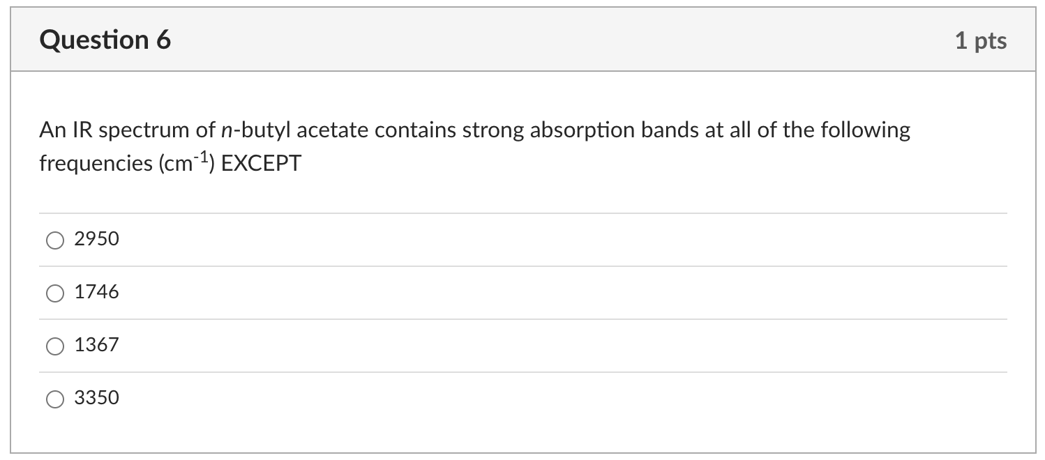Solved An IR spectrum of n-butyl acetate contains strong | Chegg.com