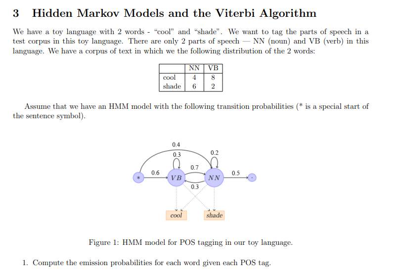 3 Hidden Markov Models and the Viterbi Algorithm We | Chegg.com